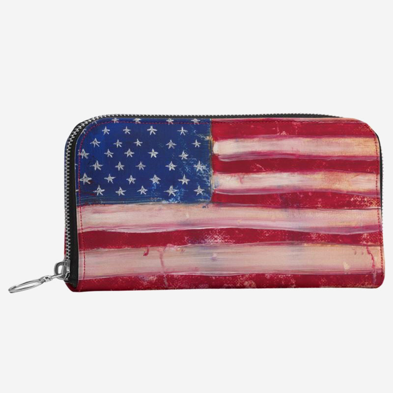 US Flag Leather Wallet — Blue Rain Print Shop