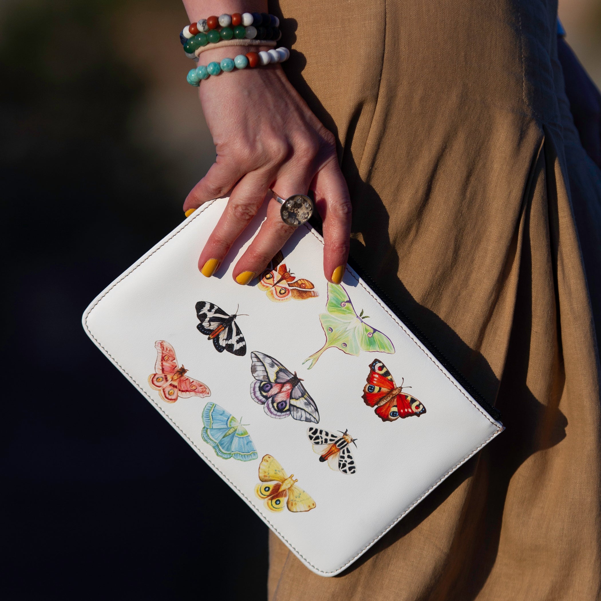 Silver Chrysalis I Leather Clutch — Blue Rain Print Shop