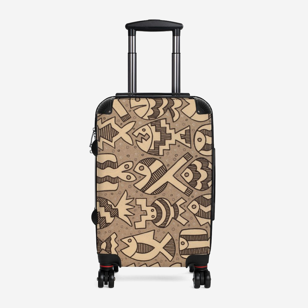 Monochromatic Fish Suitcase — Blue Rain Print Shop